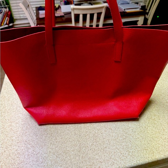 Mark & Graham | Bags | Mark Graham Red Leather Tote Bag With Structured ...